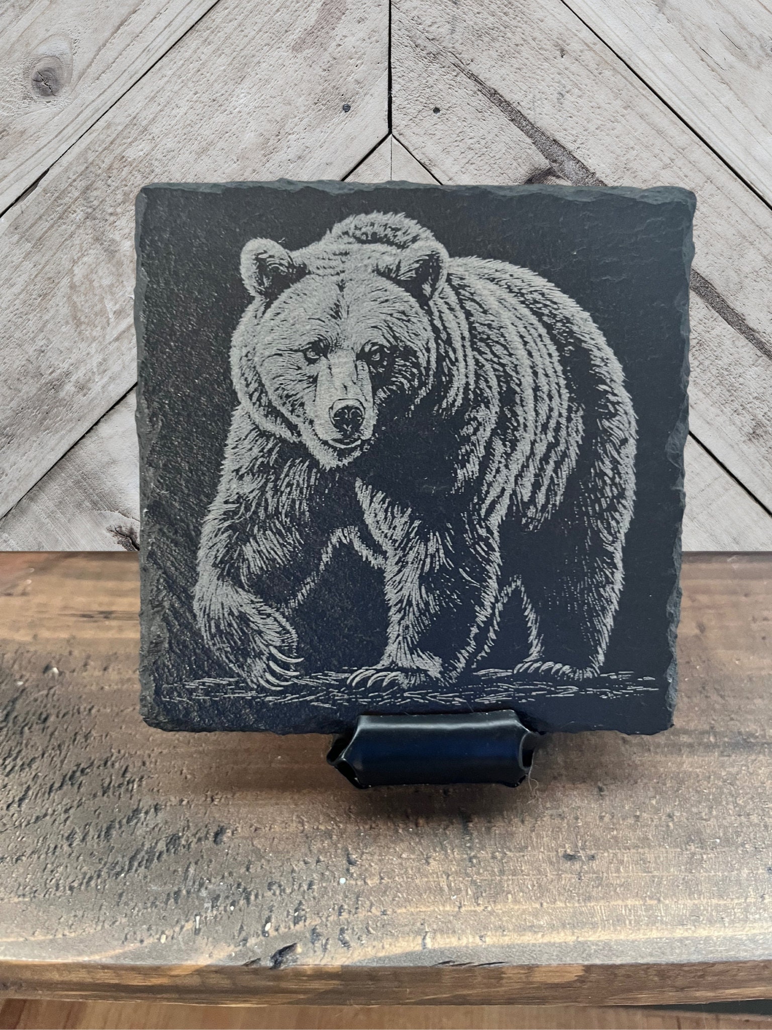 Grizzly Bear Slate Coaster, Engraved Bear, Bear Lover, Housewarming ...