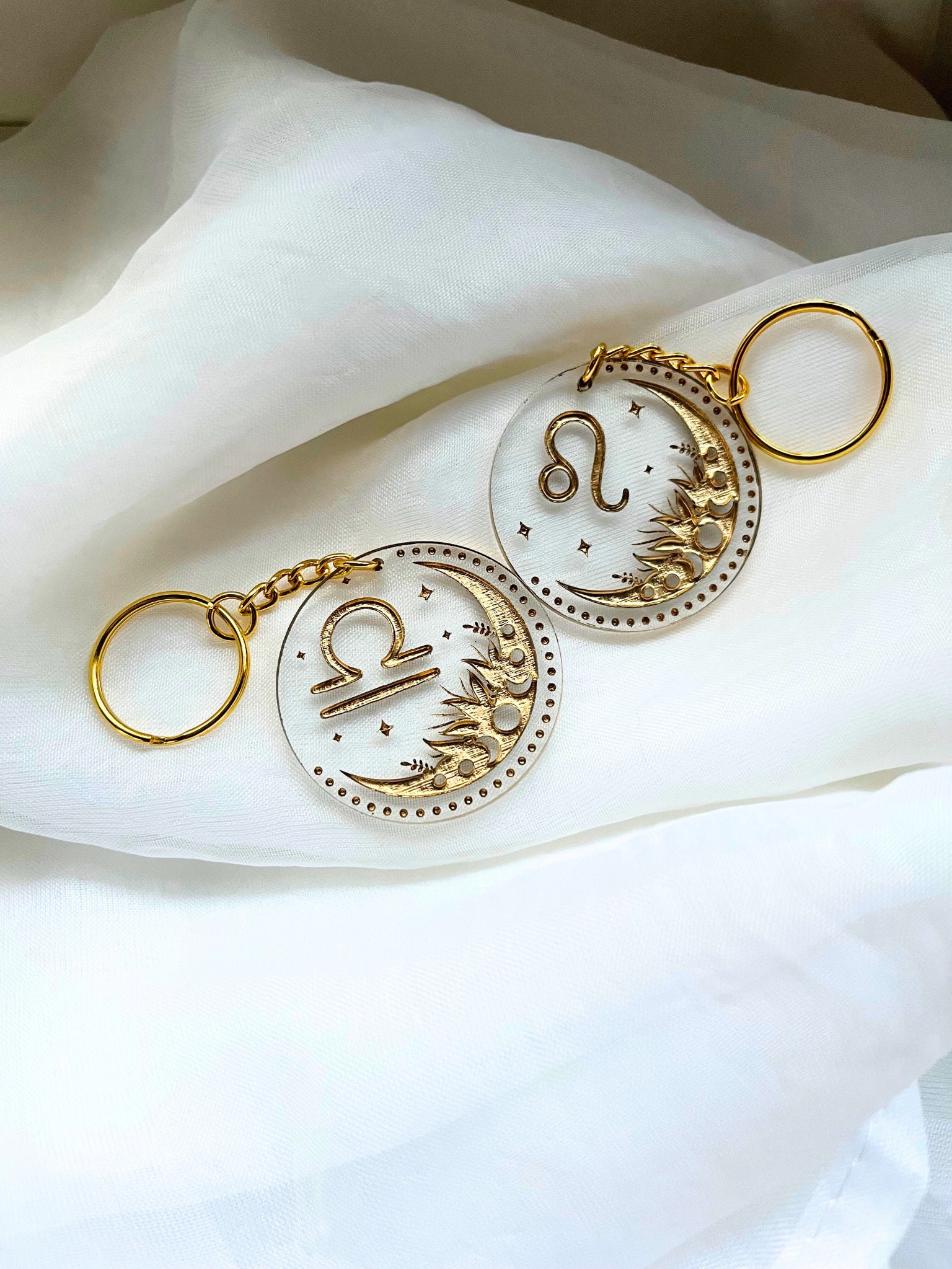 Zodiac Keychain, Astrology, Gold, Boho, Pendant, Capricorn Aquarius ...