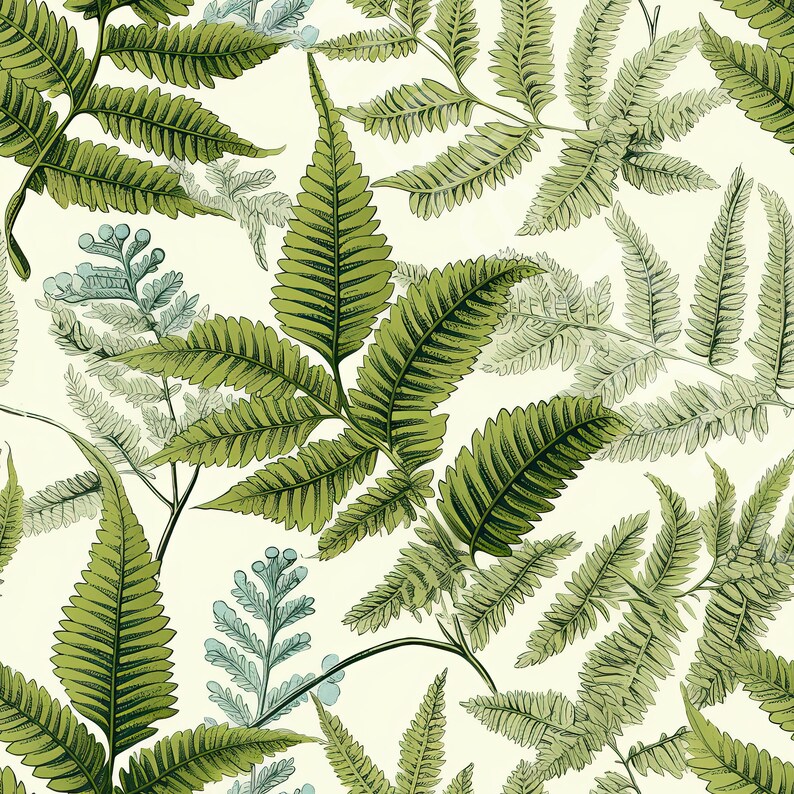 Fern Chronicles: 20 Digital Patterns in Botanical Etching Artistry - Etsy