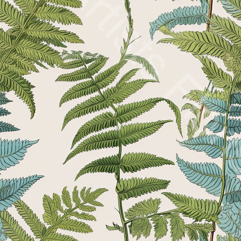 Fern Chronicles: 20 Digital Patterns in Botanical Etching Artistry - Etsy