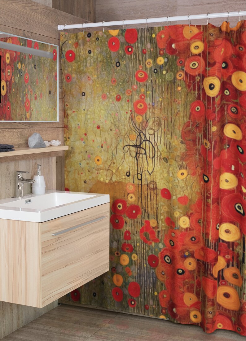 Gustav Klimt-inspired Digital Seamless Patterns: Luxurious Red Floral ...