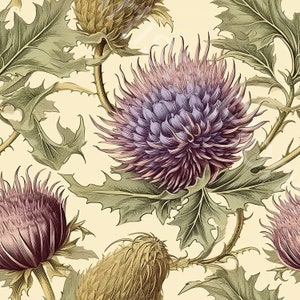 Thistle Tapestry: 12 Digital Seamless Patterns in Botanical Etching ...