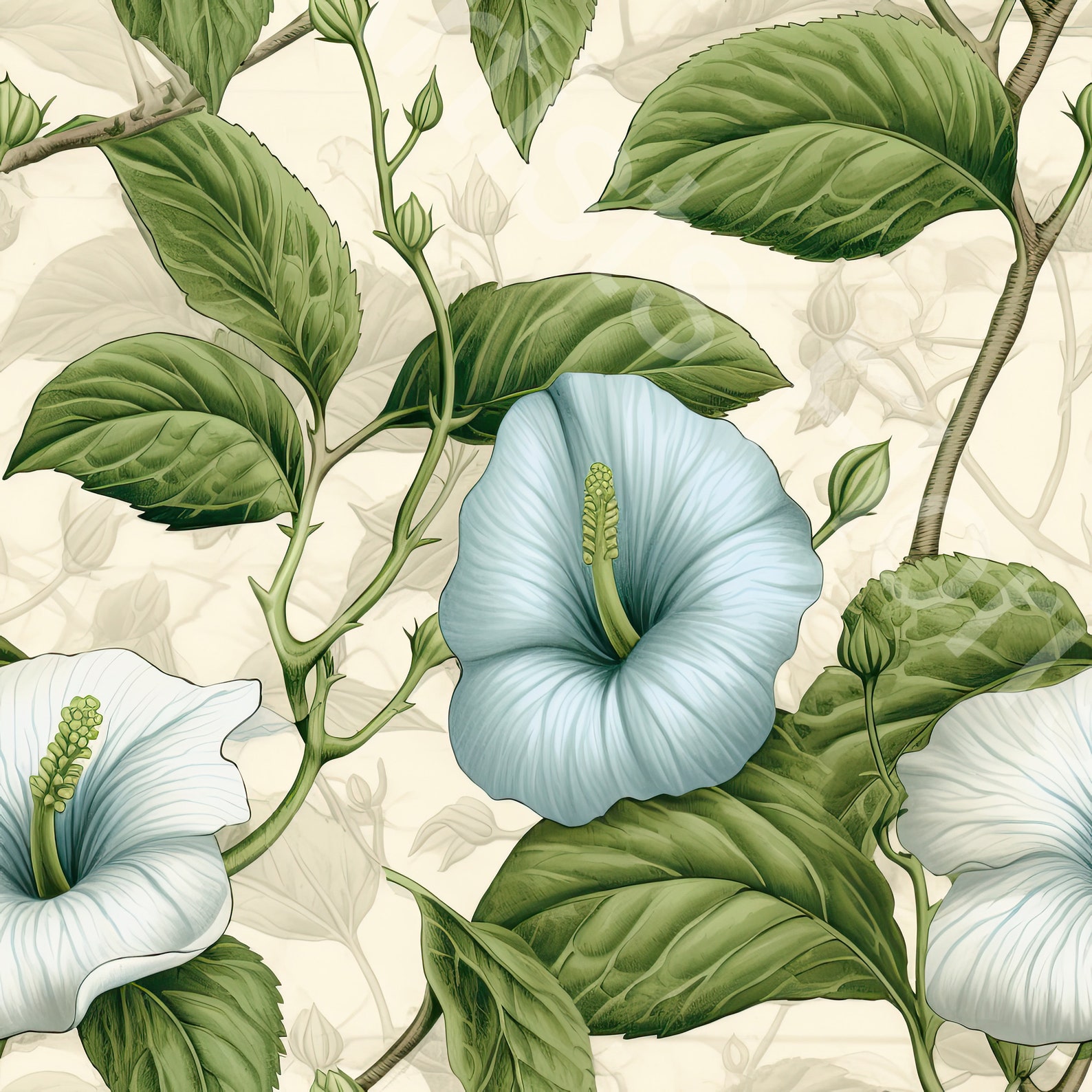 Witchy Night Blooms: 20 Moonflower Digital Patterns in Botanical ...