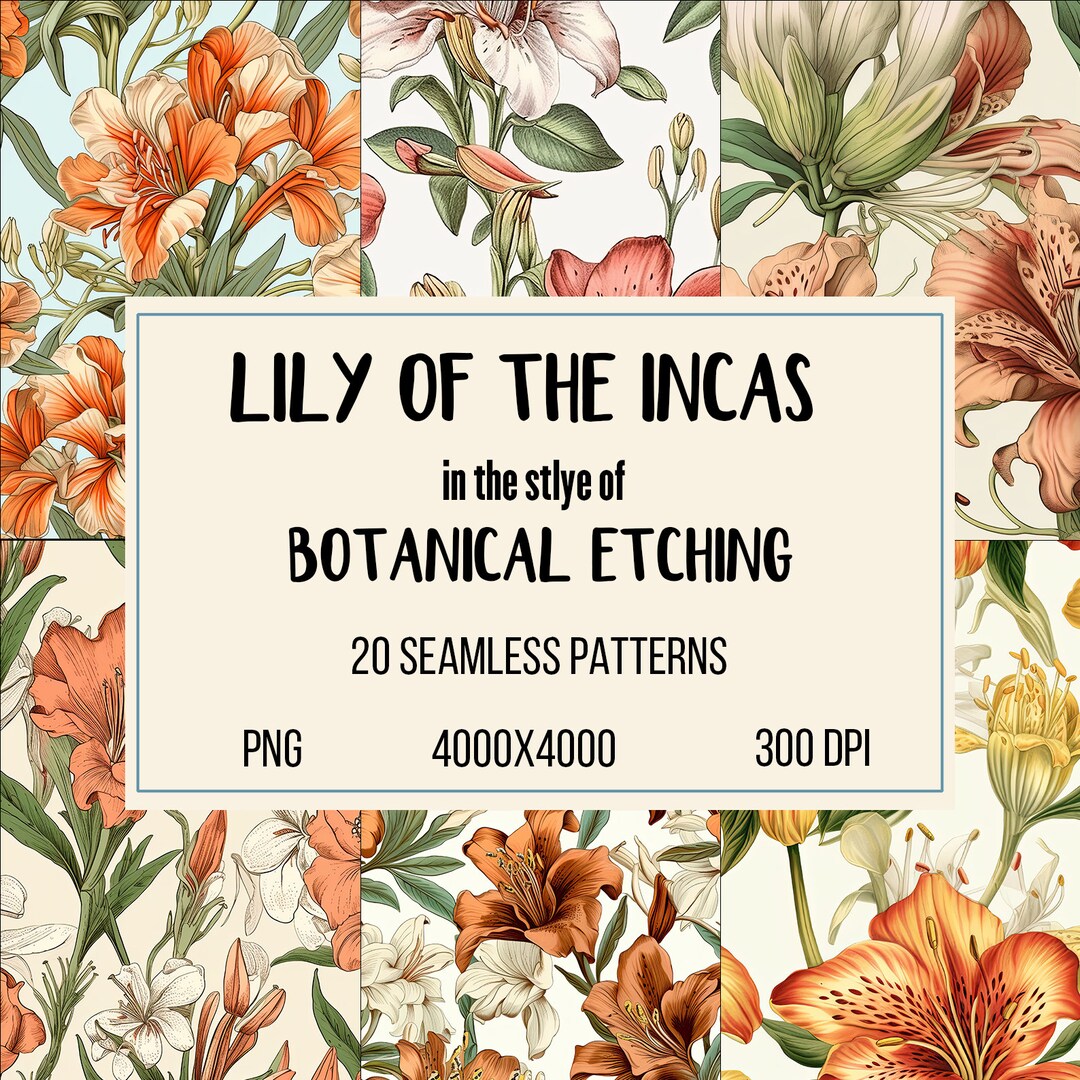 Peruvian Blooms: 20 Lily of the Incas Botanical Etching Patterns - Etsy