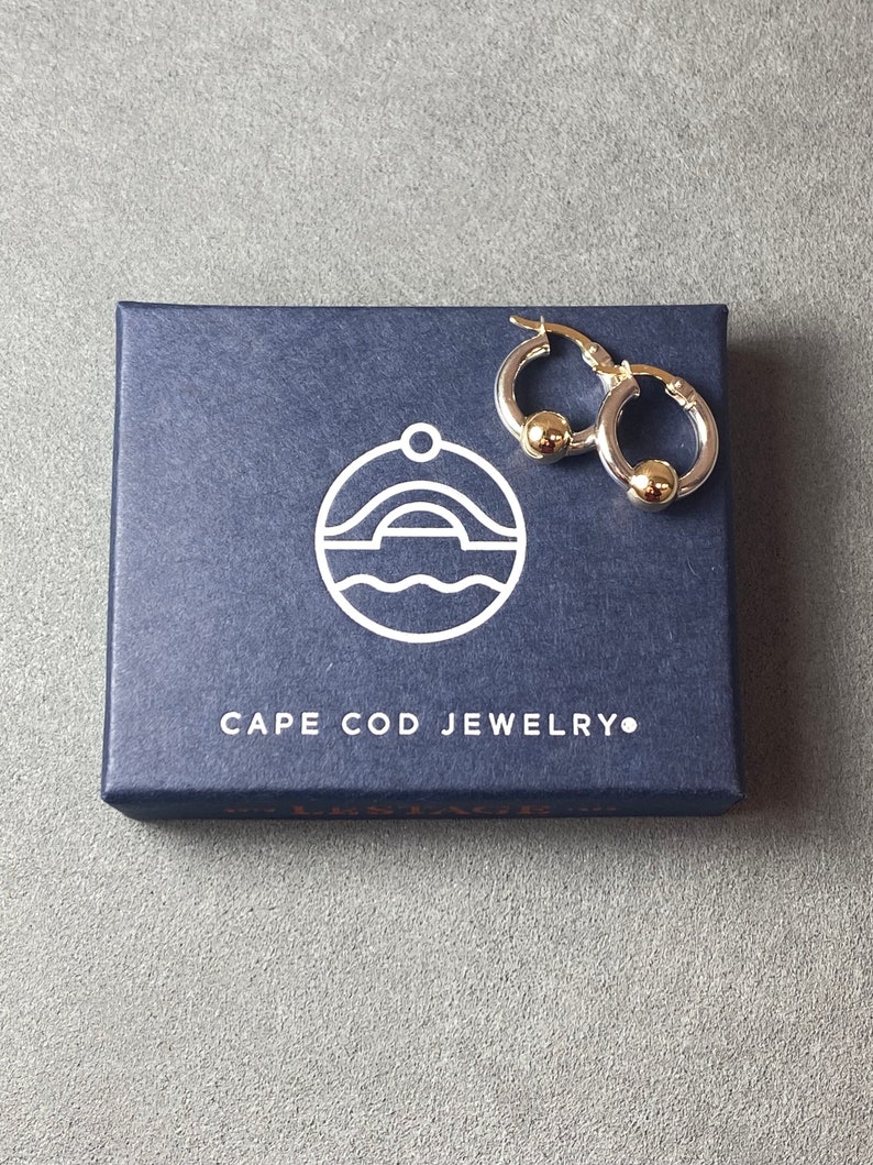 Lestage Cape Cod Hoop Earrings: Sterling Silver & 14k Gold - Etsy