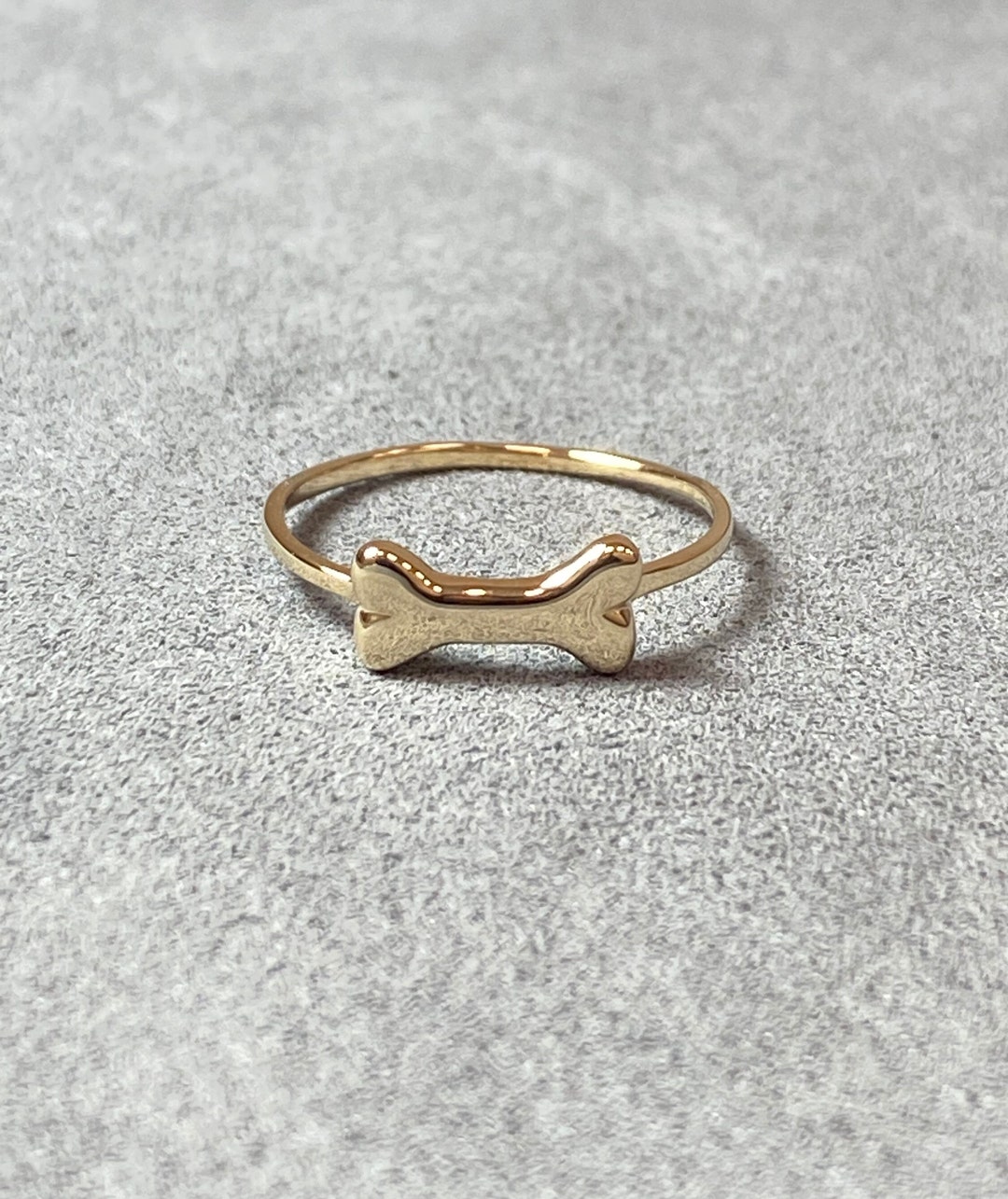 Dog Bone Ring 14k Solid Gold Dog Bone Ring Fashion Ring Engravable Gold ...