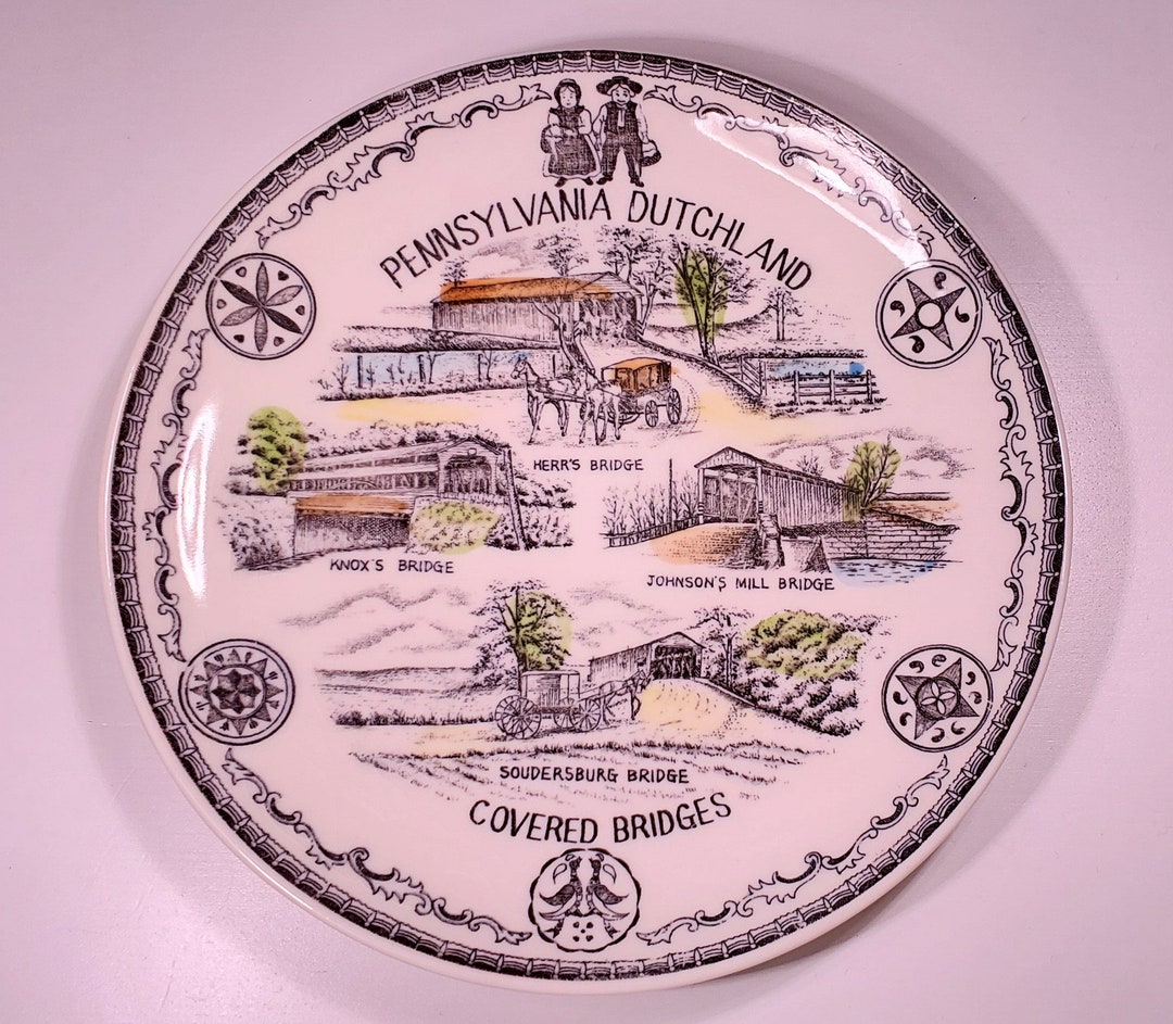Vintage Souvenir Plate of the Pennsylvania Dutchland Covered Bridges - Etsy
