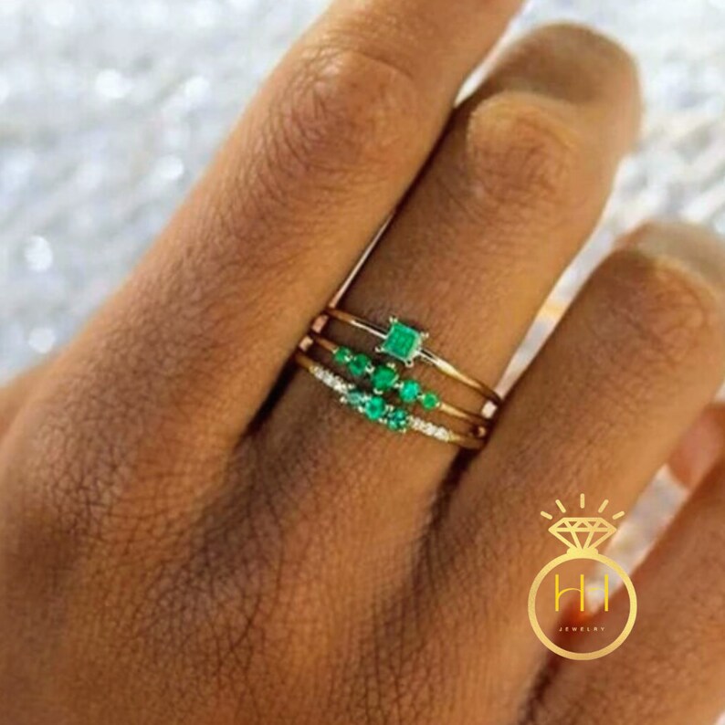 Dainty Gold Gemstone Rings for Women,sterling Silver Blue Crystal Ring ,stackable Gold Rings ...