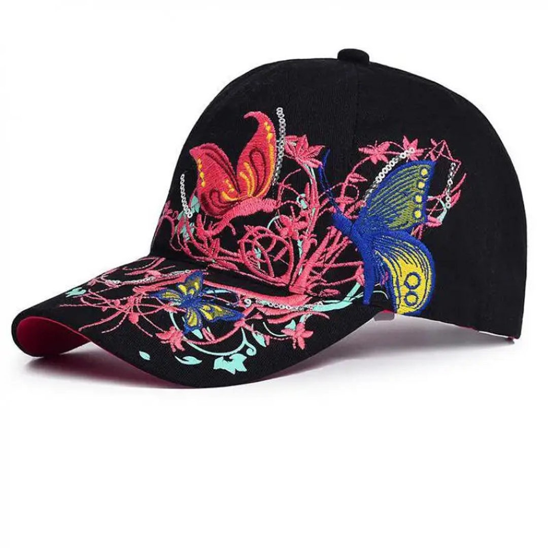 Vintage Floral Embroidered Baseball Cap Stylish Sun Protection for ...