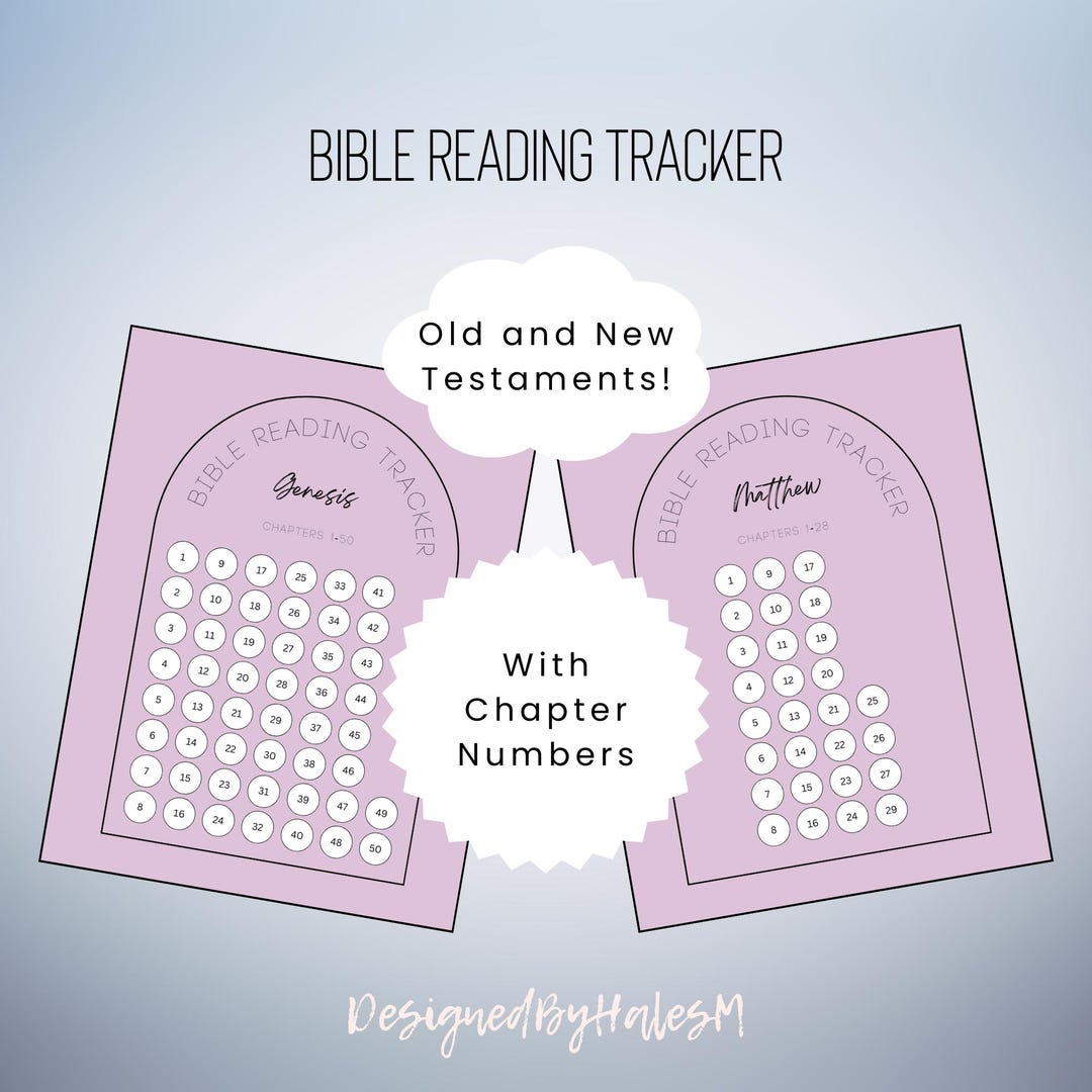 Bible Reading Tracker - Old and New Testament - Light Purple With ...