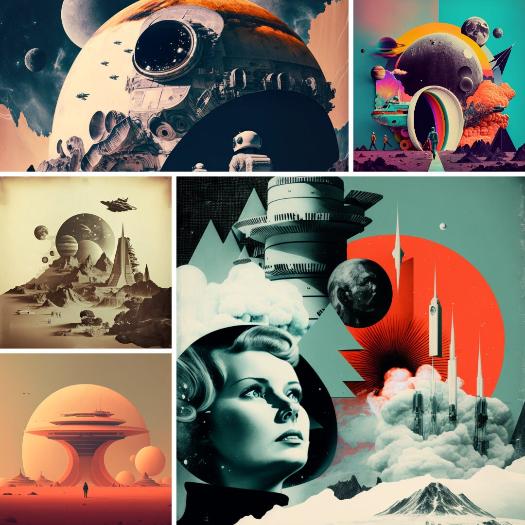 High Quality Surrealist Retro-future Digital Print Art Pngs - Collage ...