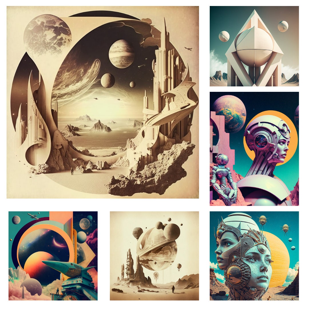 High Quality Surrealist Retro-future Digital Print Art Pngs - Collage ...