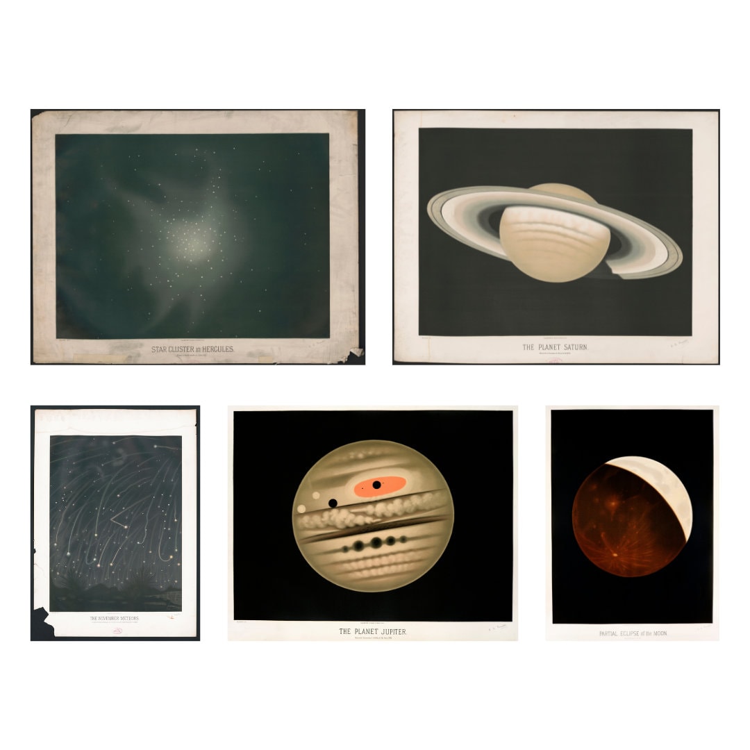 Trouvelot Astronomy Drawing Wall Art Set, French Minimalist Wall Art ...