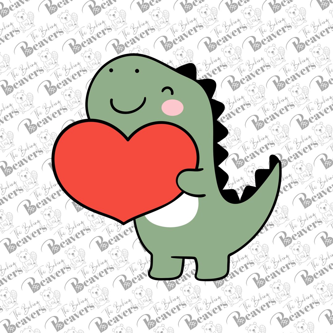 Dinosaur Holding Heart Cookie Cutter | Dino Valentine - Etsy