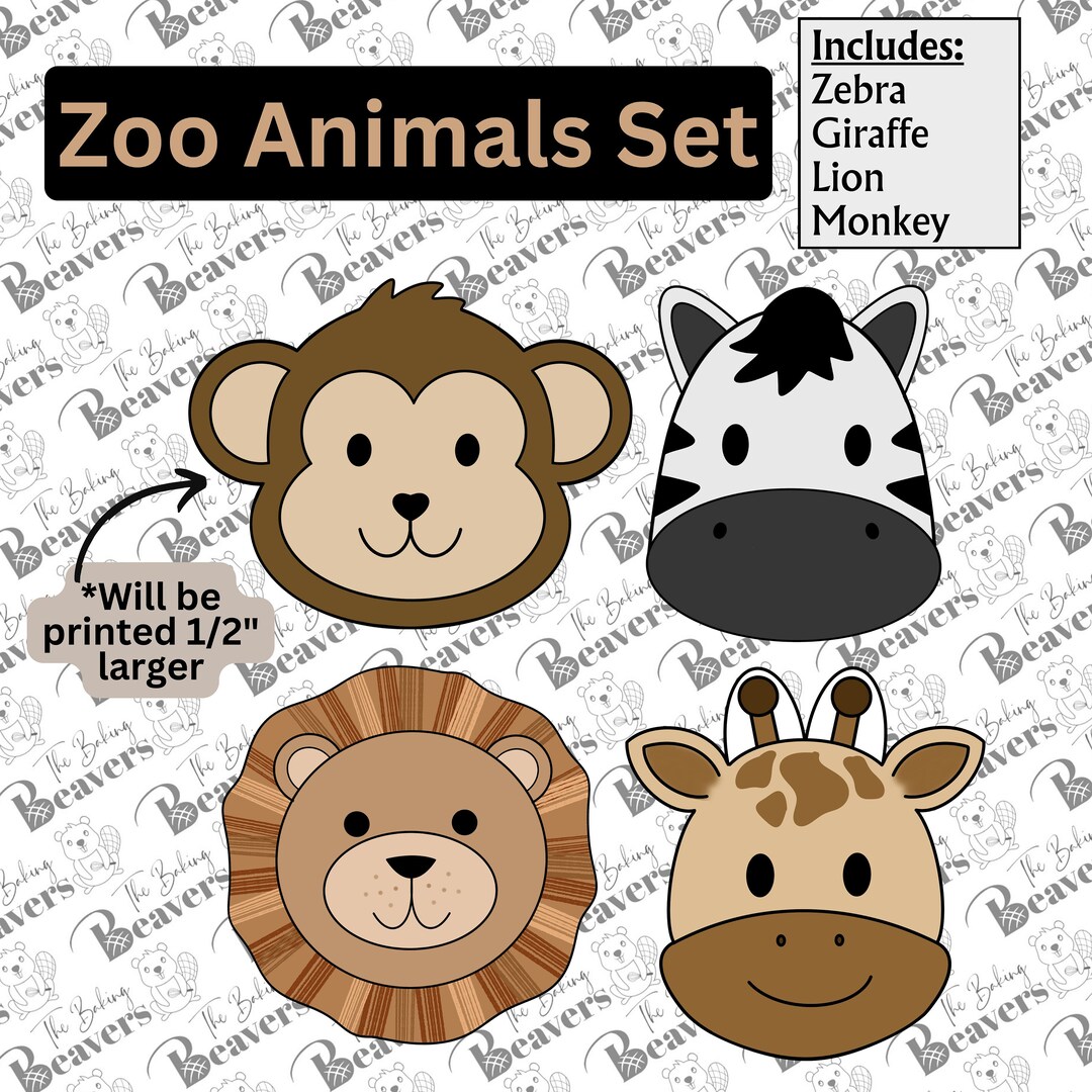 Zoo Animal Heads Set of 4 Cookie Cutters - Etsy