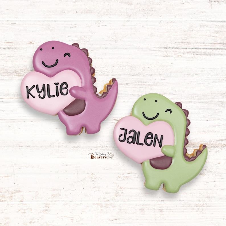 Dinosaur Holding Heart Cookie Cutter | Dino Valentine - Etsy