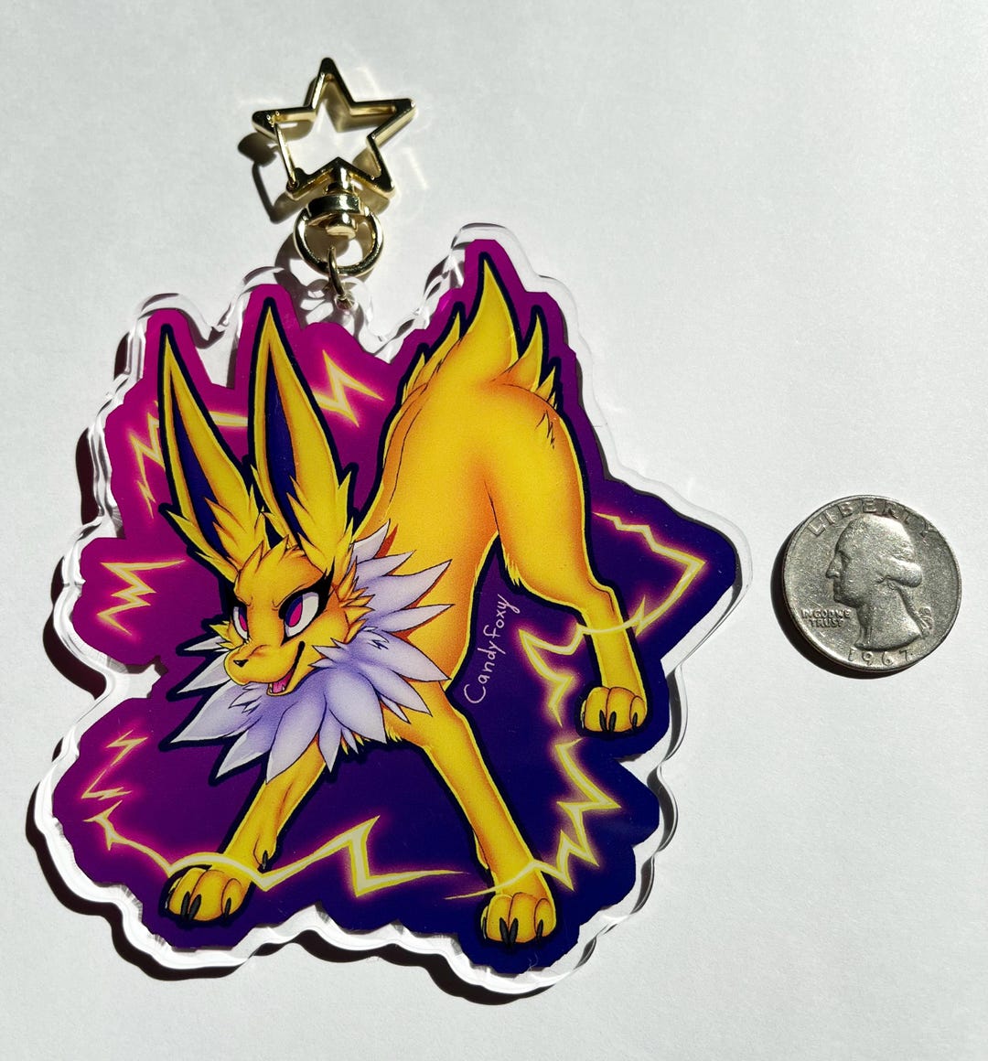 Jolteon Acrylic Keychain - LARGE - Pokemon Eevee Evolution - No ...