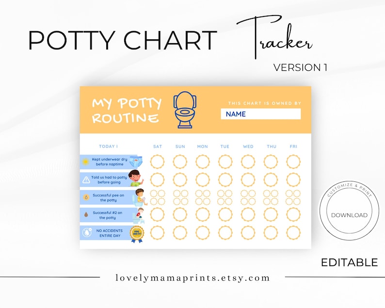 Potty Training Visual Chart | Reward Chart | Toilet Tracking Reward ...