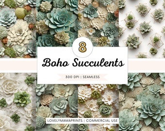 Exotic Succulents Digital Paper - SEAMLESS - Downloadable Patterns - 8 ...