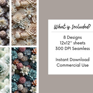 Exotic Succulents Digital Paper - SEAMLESS - Downloadable Patterns - 8 ...