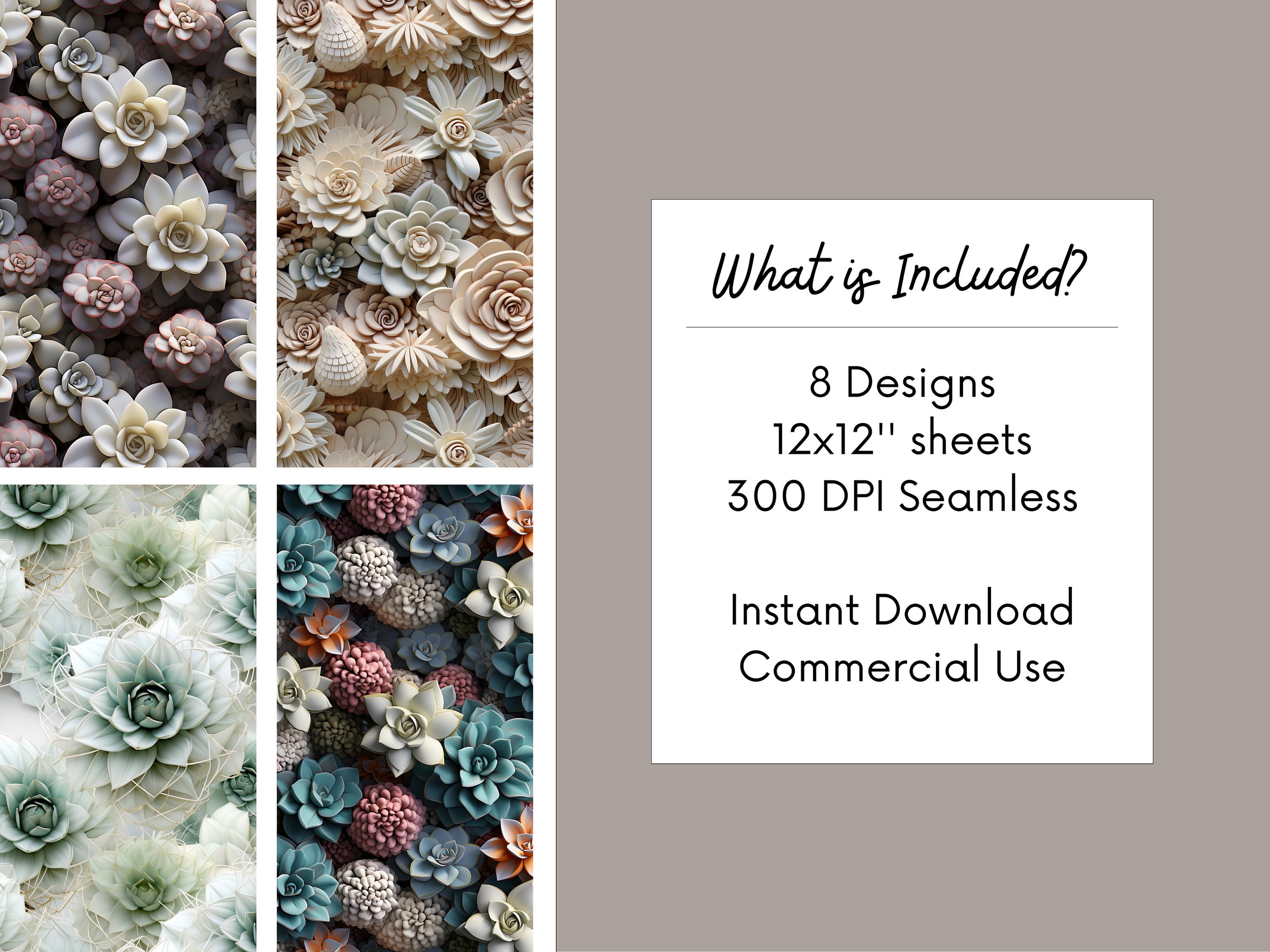 Exotic Succulents Digital Paper SEAMLESS Downloadable Patterns 8 ...