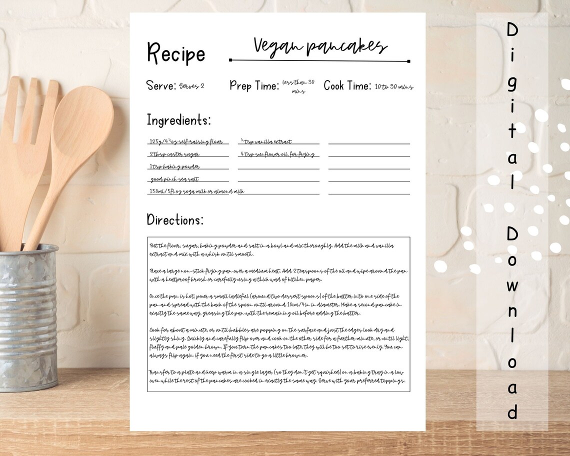 Recipe Planner | Printable Recipe Template Blank | Printable Recipe ...