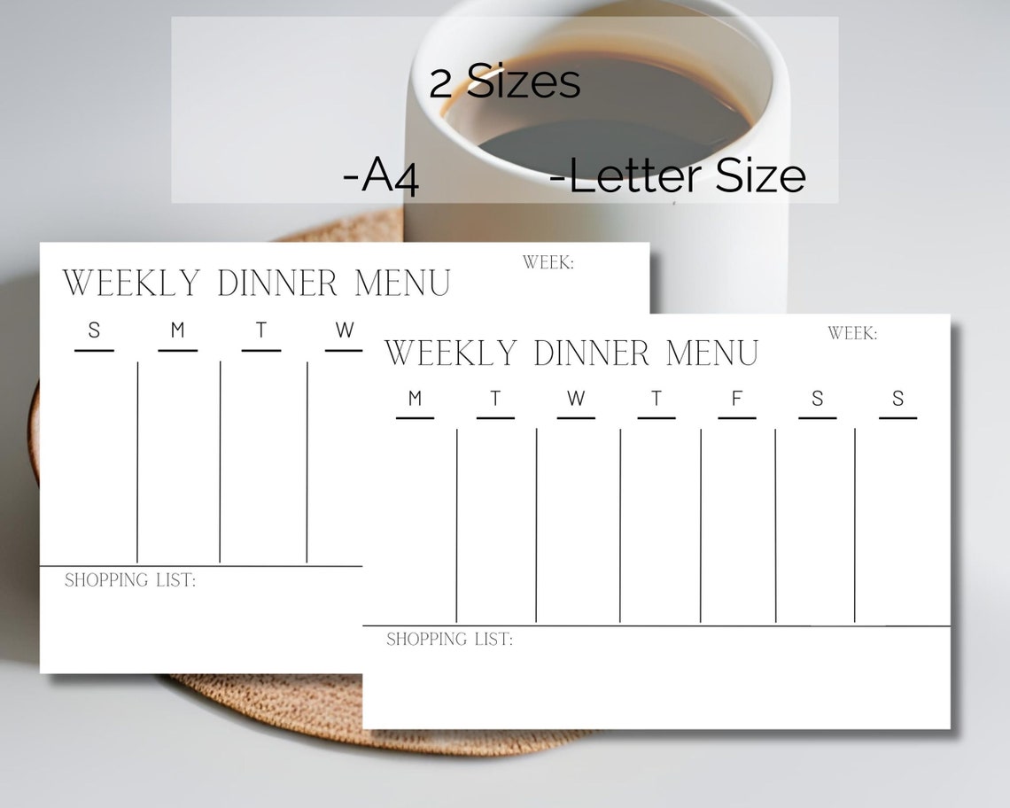 Weekly Dinner Menu Printable Printable Meal Plan and Grocery List ...