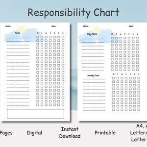 Responsibility Chart for Kids and Adults | Daily Routine Checklist ...
