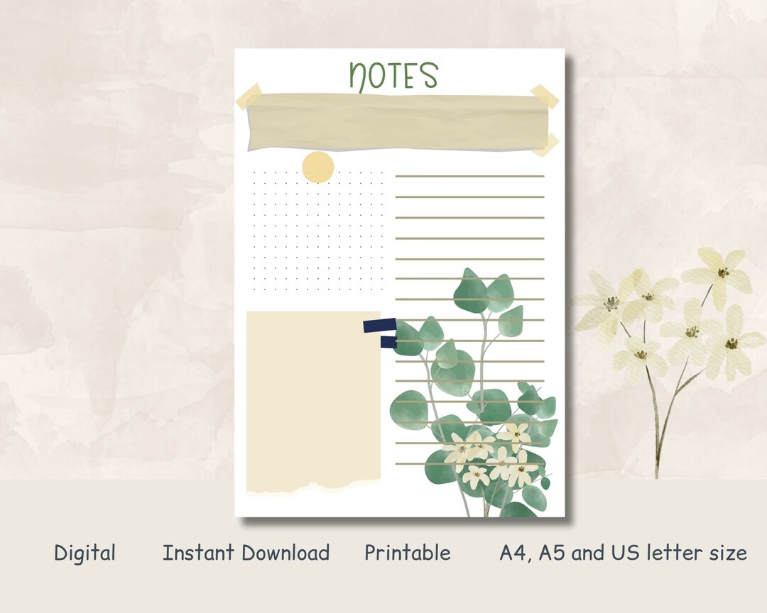 Boho Notepad | Digital Planner | Note Page | Floral Planner | Digital ...