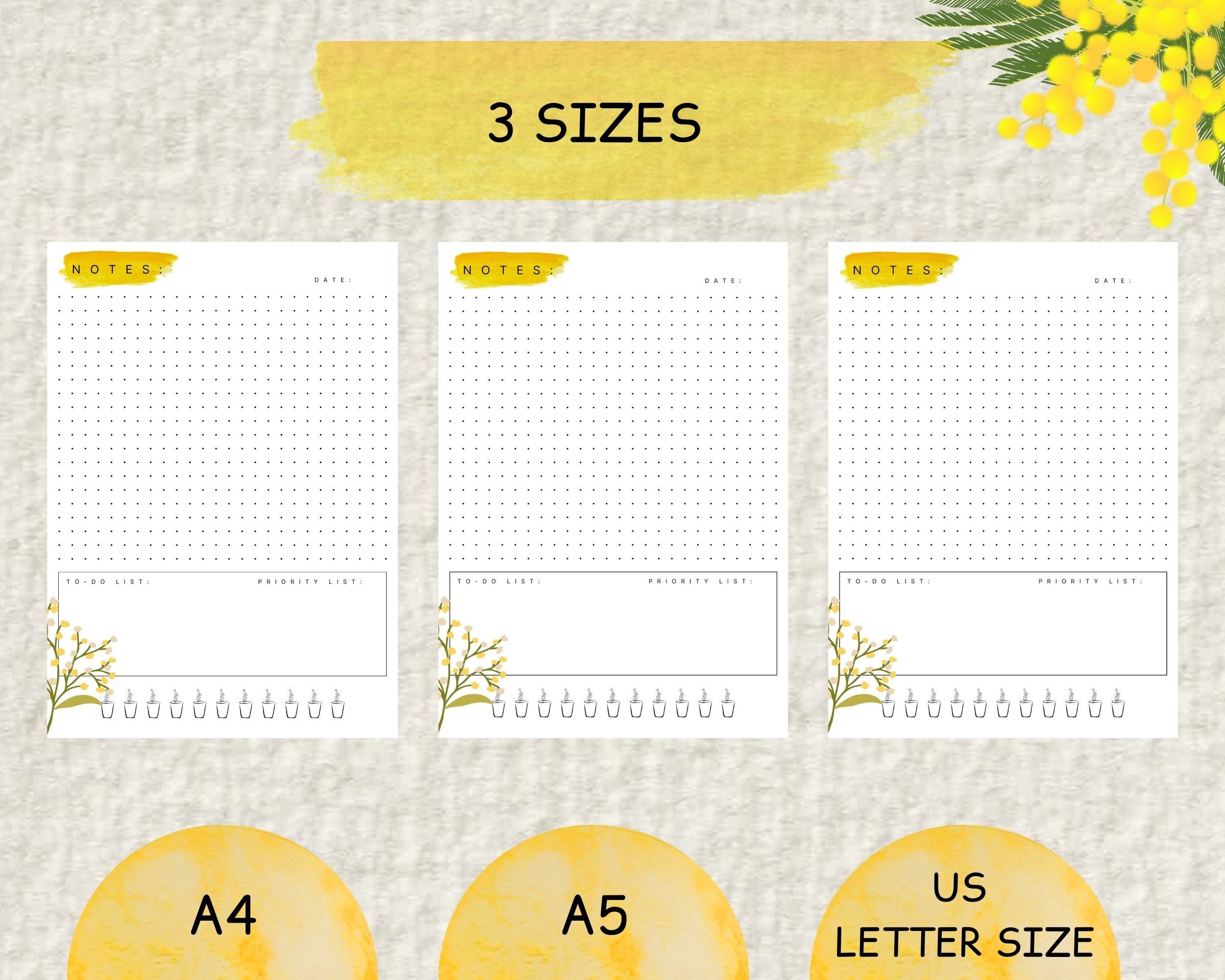 Printable Notes Page | Notes Page Printable | A5 | A4 | US Letter Size ...