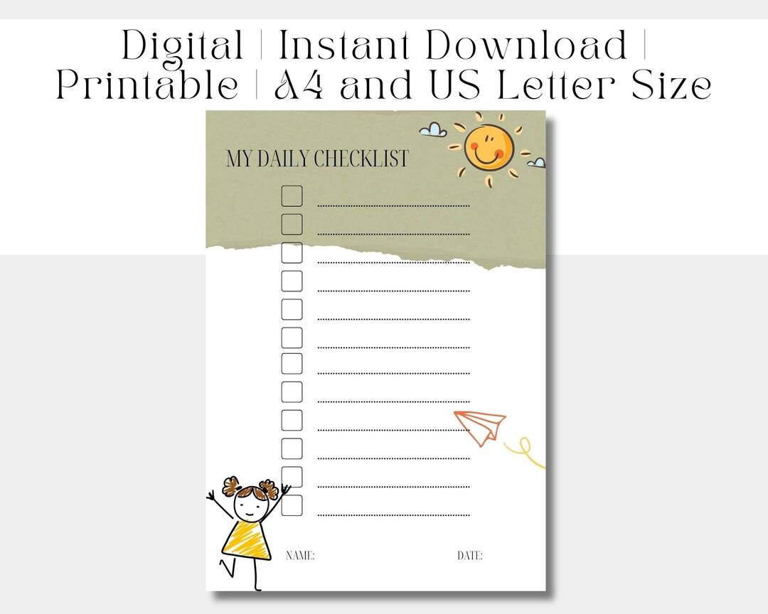 Kids Daily Checklist | Responsibility Chart for Kids | Printable Chart ...