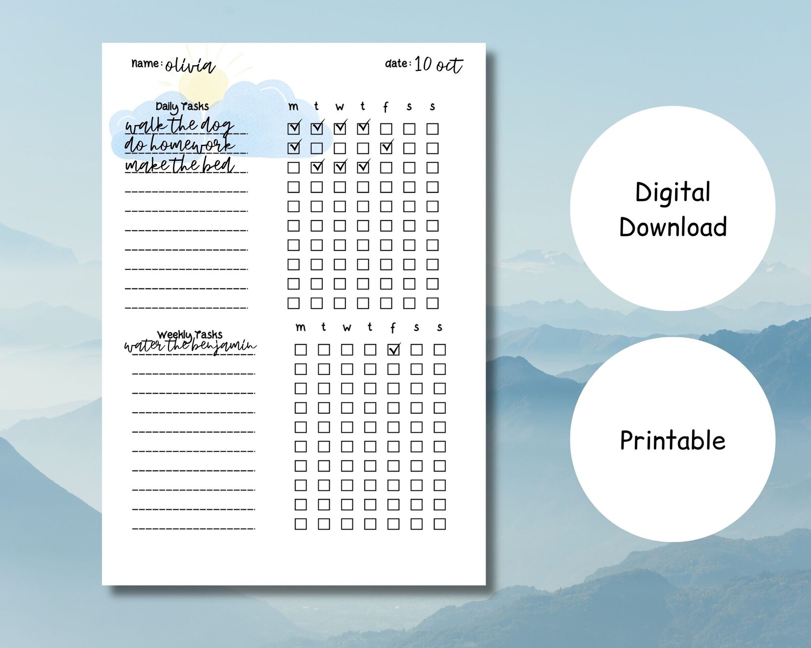 Responsibility Chart for Kids and Adults | Daily Routine Checklist ...