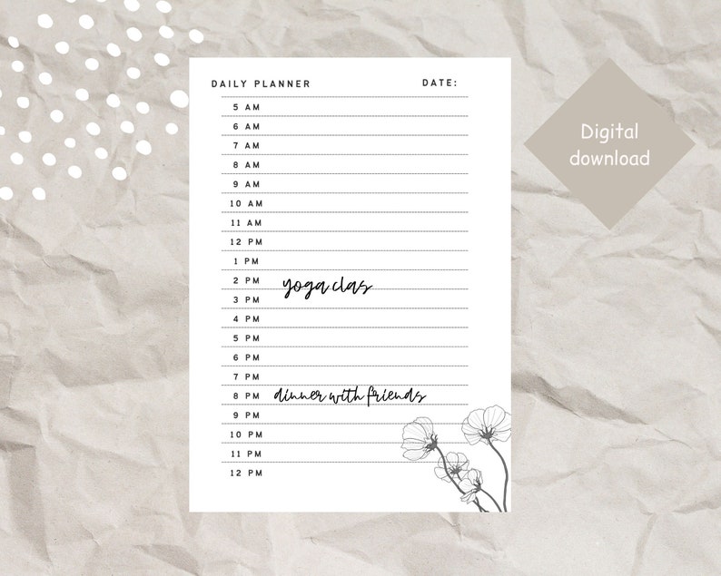 Daily Planner Printable Hourly Planner Daily Schedule - Etsy