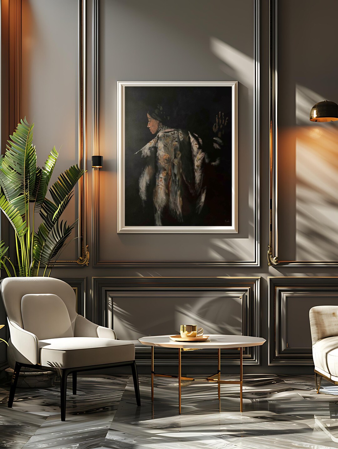 The Dior Coat| Original Painting | Acrylic on Canvas 100x80 Cm | Dark ...