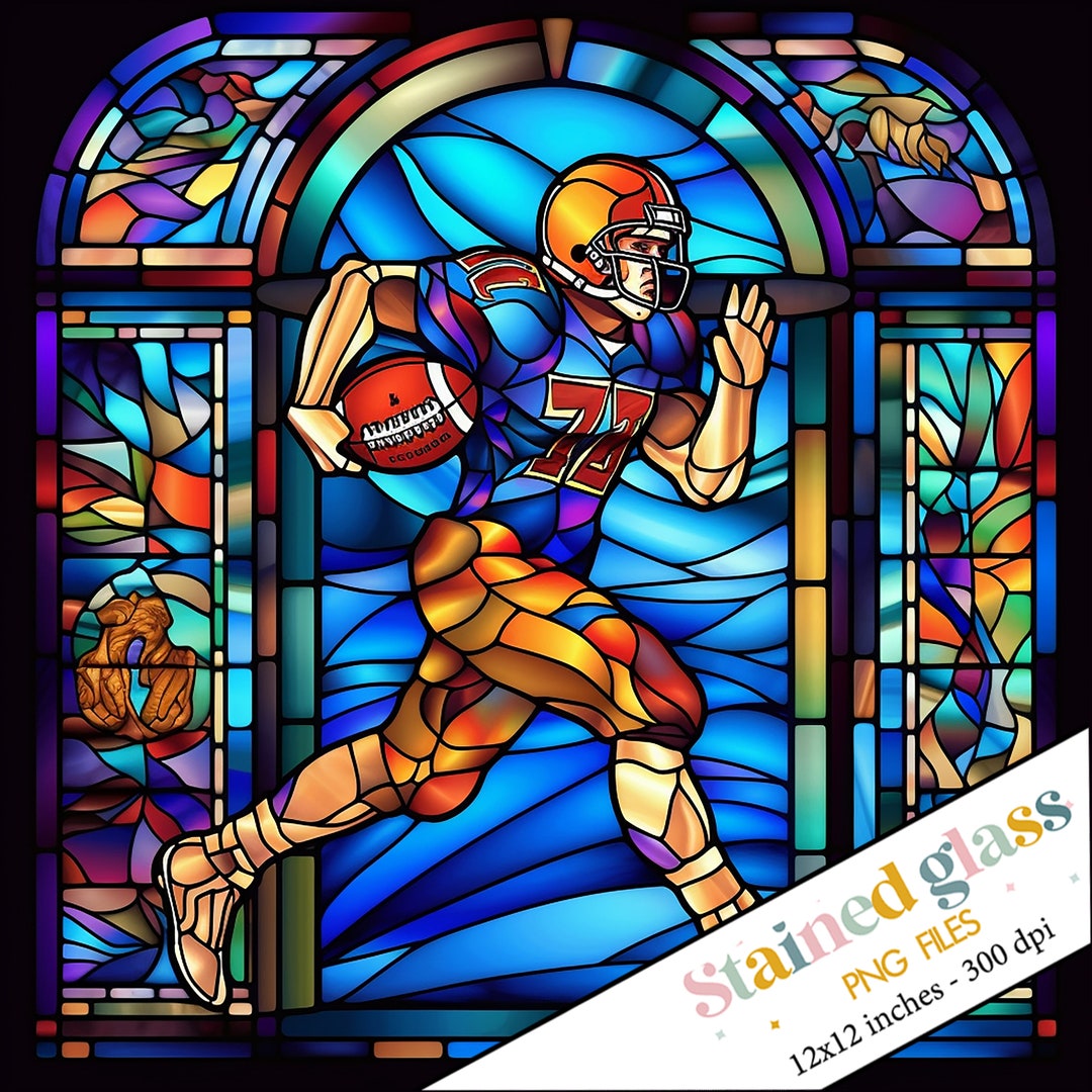 Football Player Stained Glass Png, Sports Stained Glass Sublimation ...