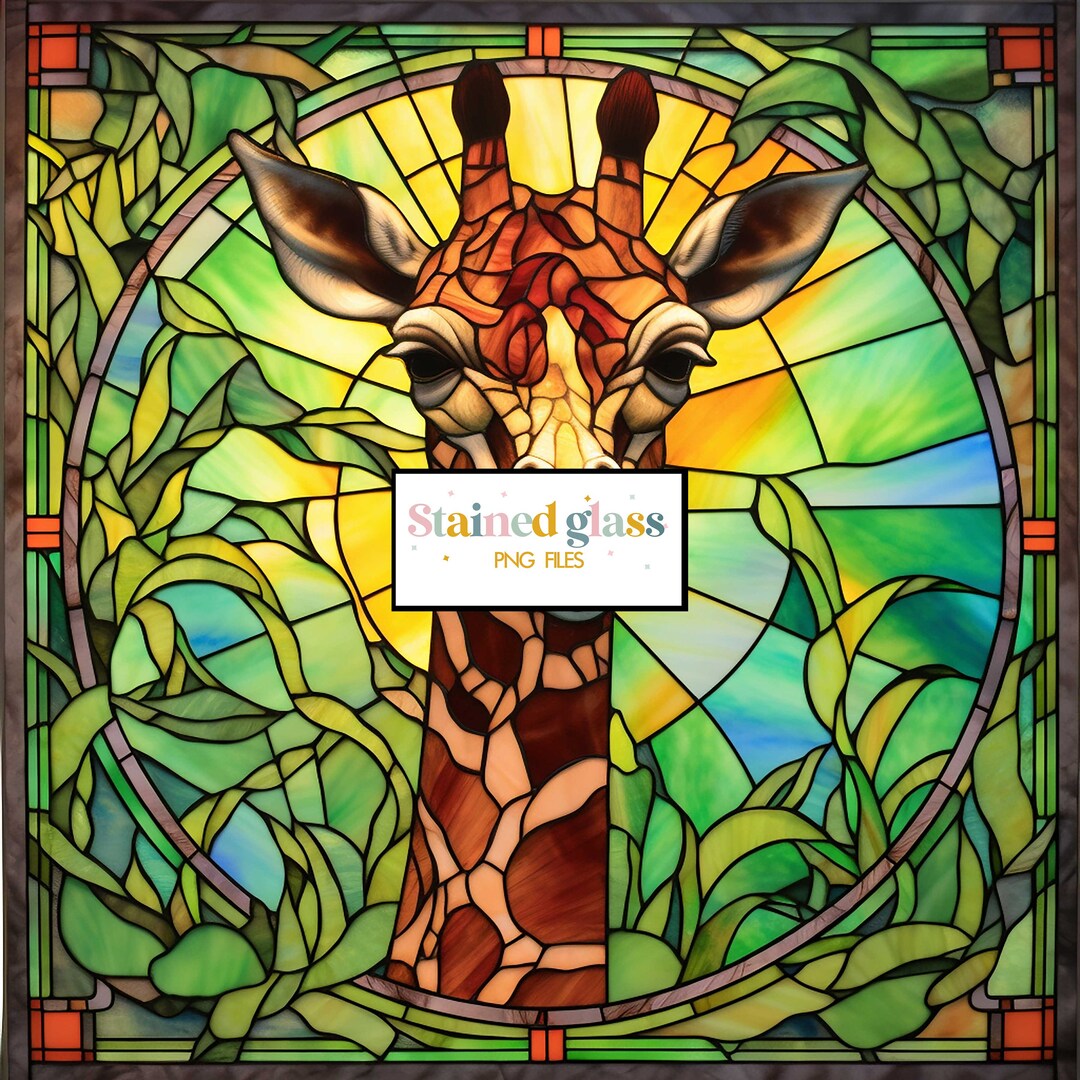 Giraffe Stained Glass Sublimation PNG, Stained Glass Pattern, Mug ...
