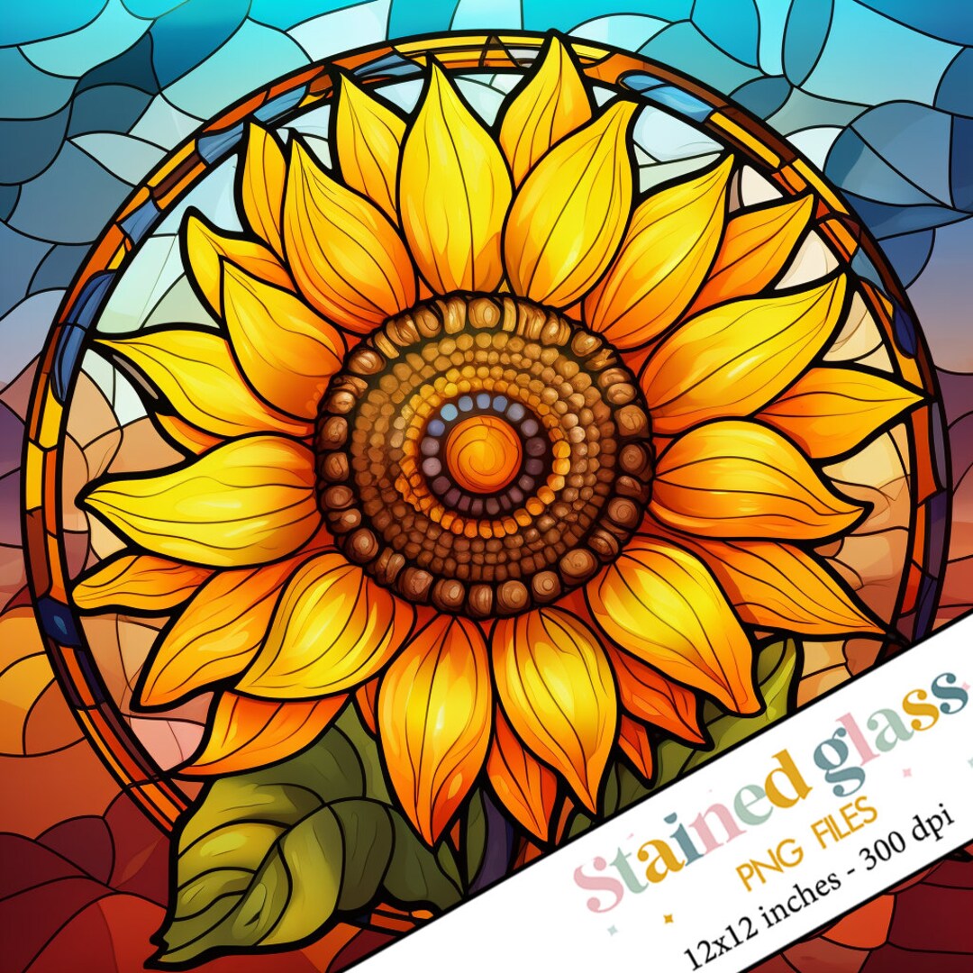 10 Free Stained Glass Bundle Sunflower Stained Glass Faux - Etsy