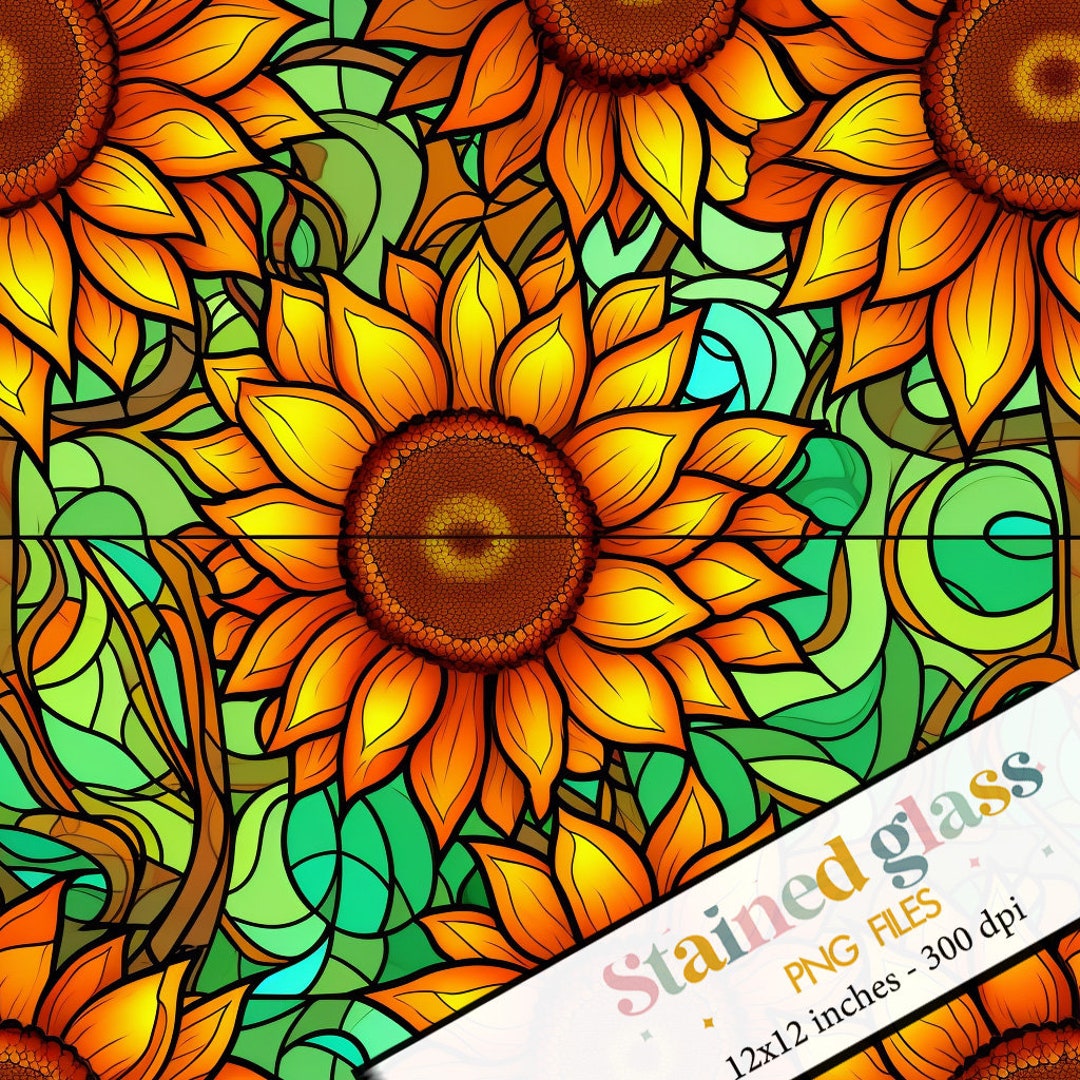 Sunflower Stained Glass Pattern Sublimation Bundle Stained Glass
