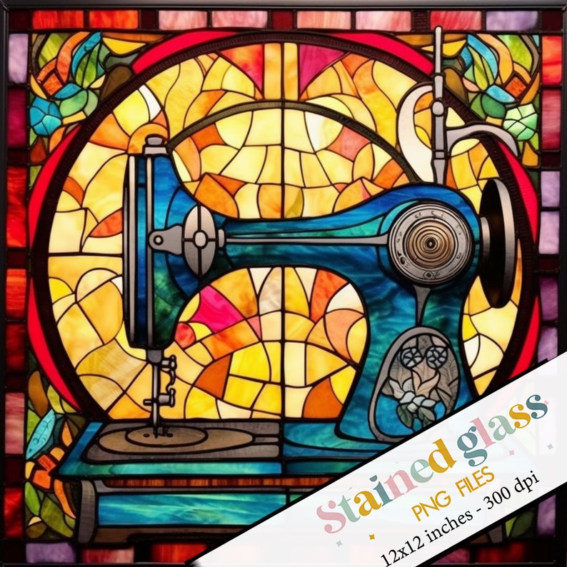 Sewing Machine Stained Glass Sublimation Faux Stained Glass - Etsy