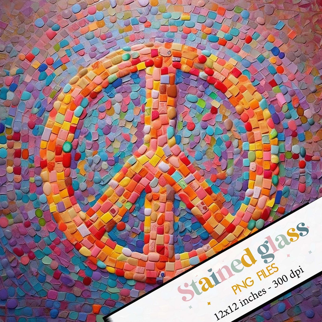 Stained Glass Peace Sign, Stain Glass Pattern, Peace Mosaic PNG, Mug ...