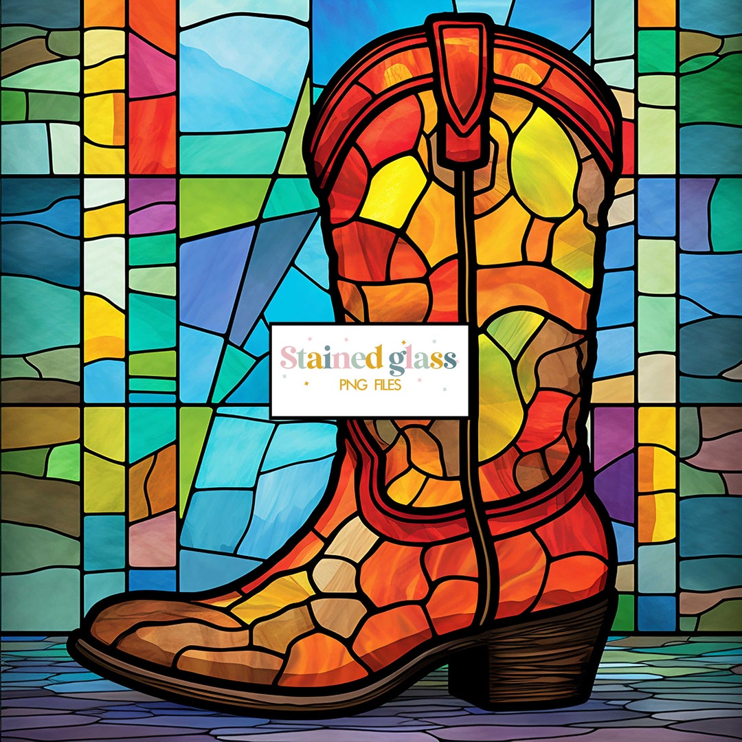 Stained Glass PNG Sublimation Boot Stained Glass Template - Etsy