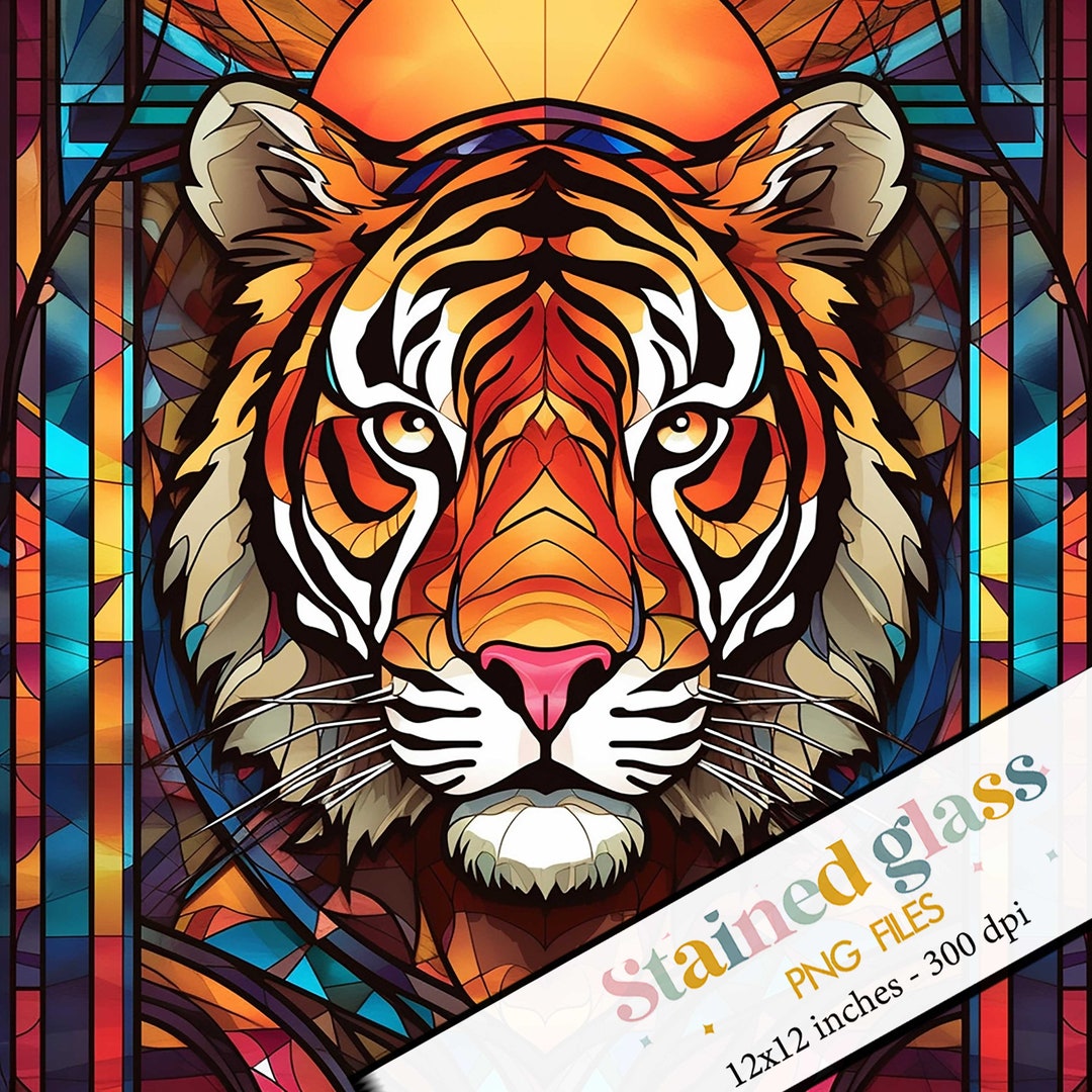 Tiger Stained Glass Design, Stained Glass Pattern, Stained Glass Bundle ...