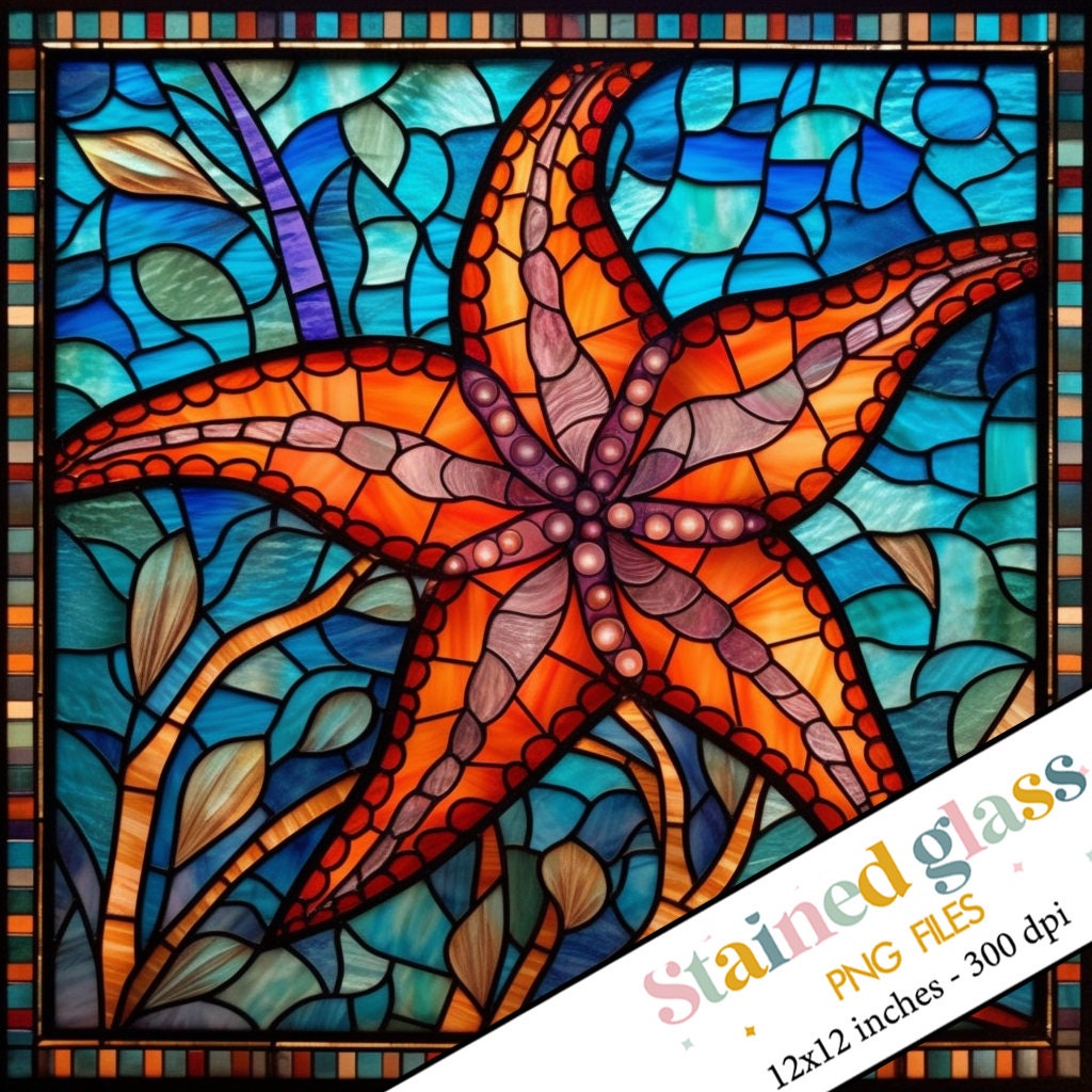 Starfish Stained Glass PNG Design Stained Glass Pattern Faux - Etsy