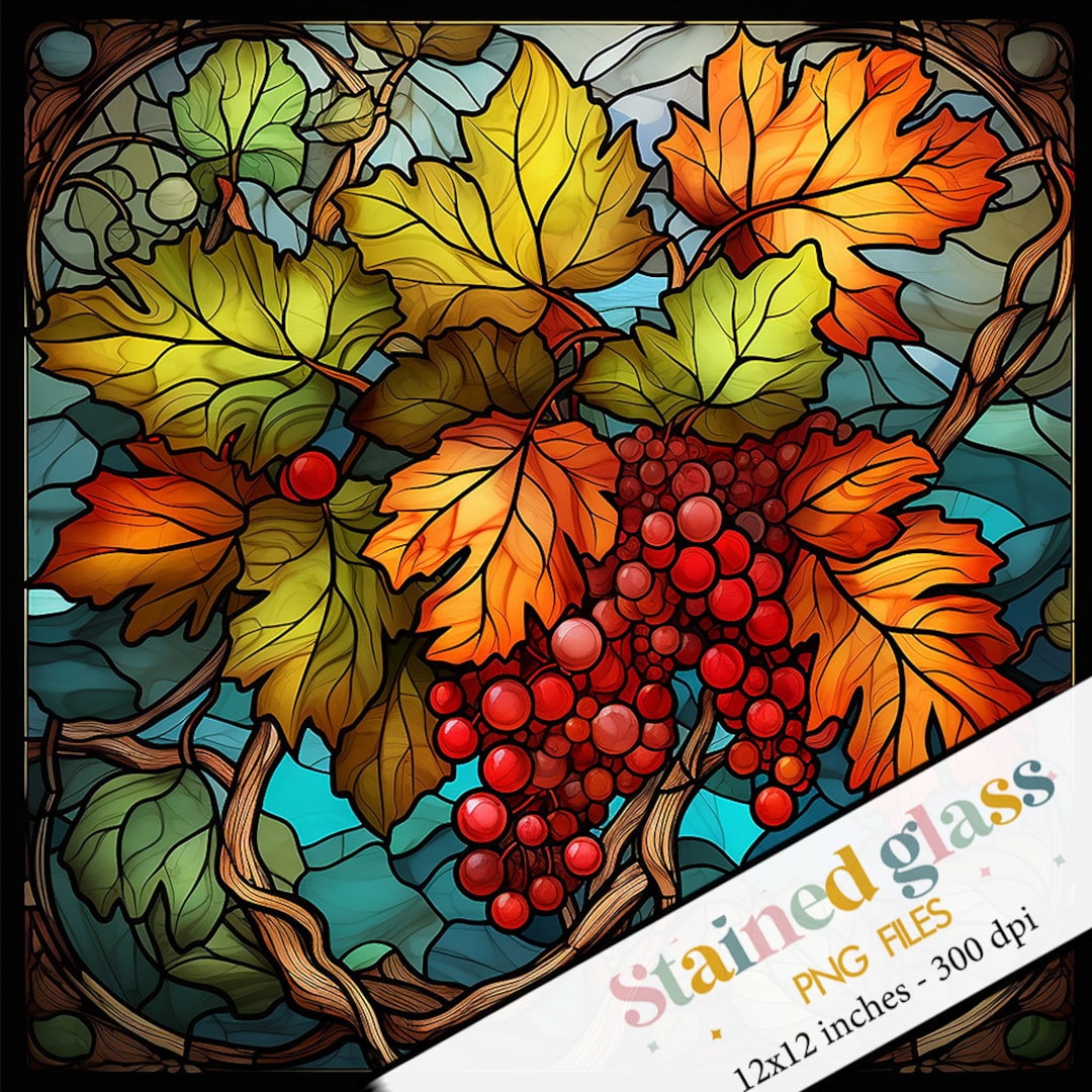 Stained Glass Autumn Leaves Faux Stained Glass Fall Tumbler - Etsy