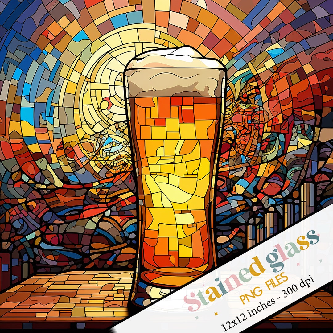 Beer Sign PNG, Faux Stained Glass, Pub Sign Sublimation, Stained Glass ...