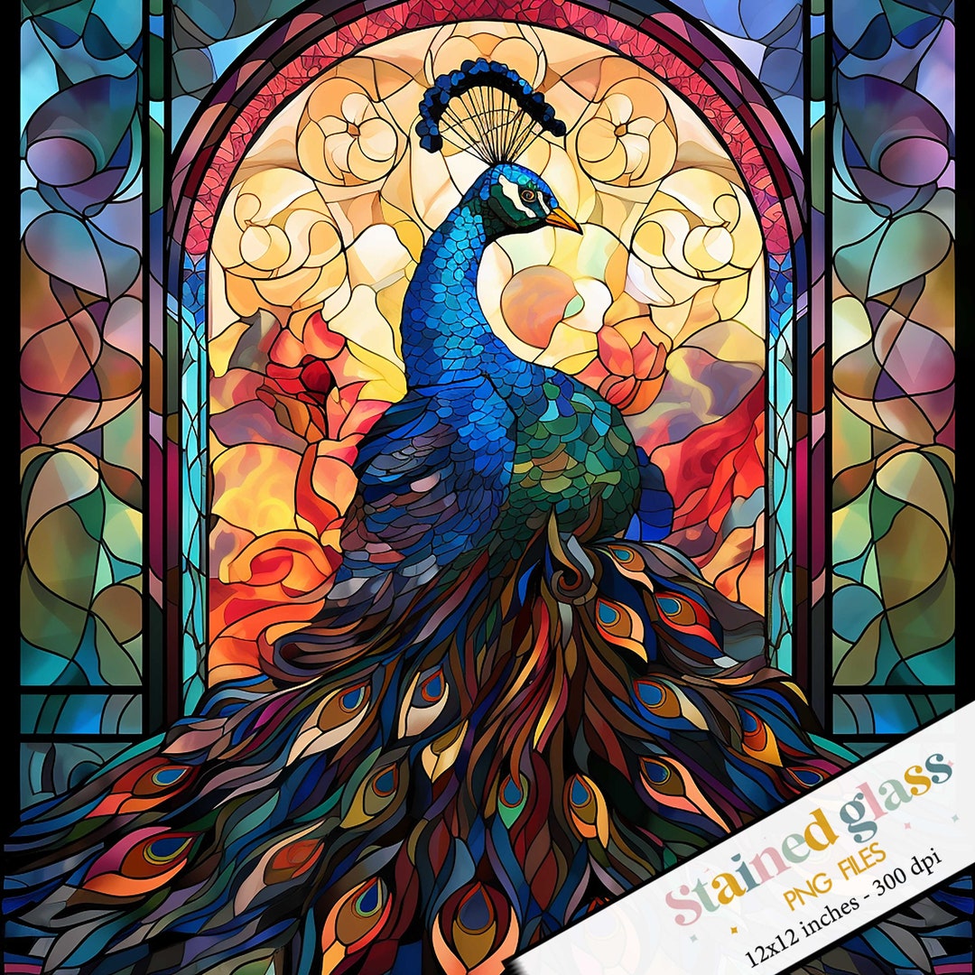Stained Glass Bundle, Beautiful Peacock Stained Glass Sublimation ...