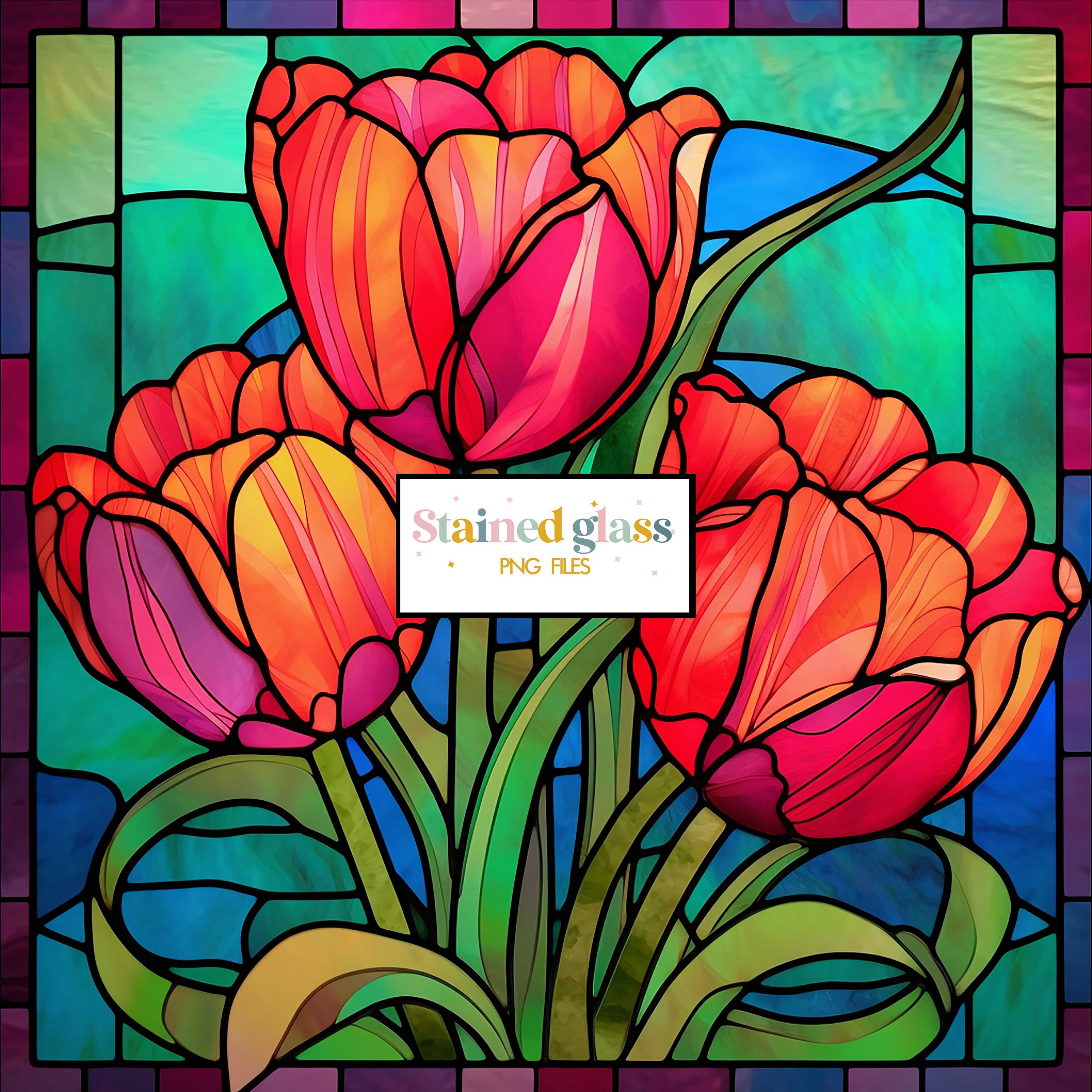 Stained Glass Tulips Patterns