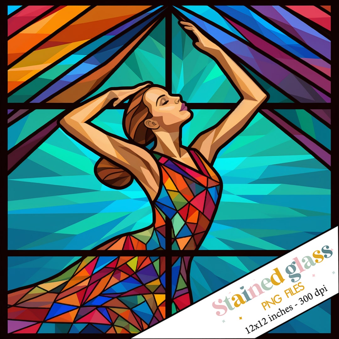 Dancer Stained Glass Png Sublimation Square Stained Glass - Etsy