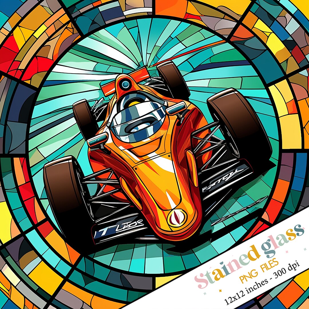 Racing Car Stained Glass PNG Sublimation, Stained Glass Png Digital ...