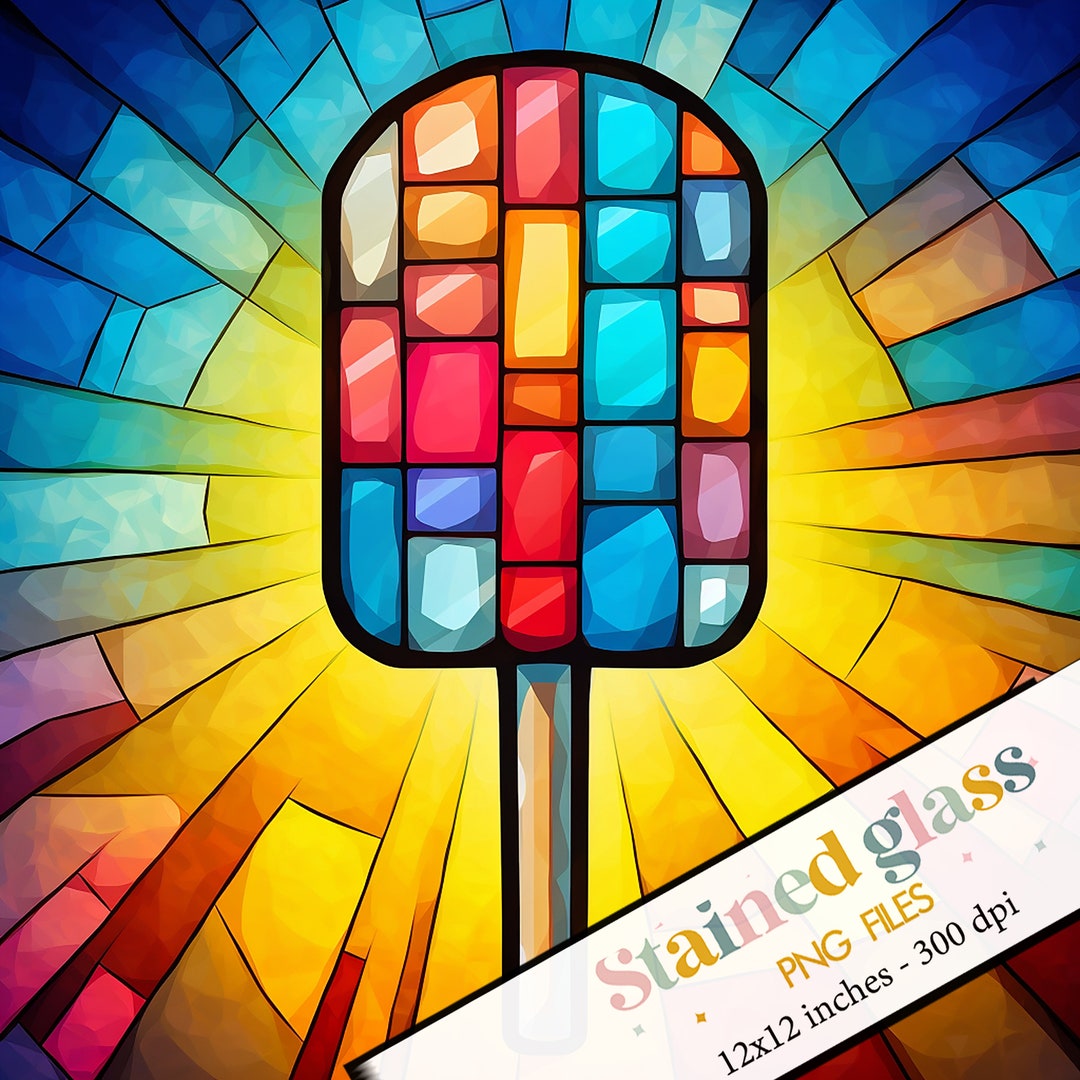 Stained Glass Ice Cream PNG Sublimation, Stained Glass Bundle, Tumbler ...